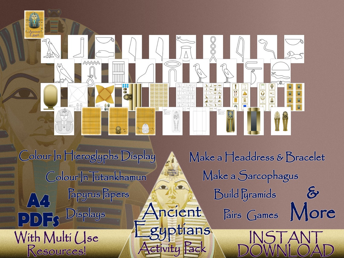 Ancient Egyptian Activity Pack, Egyptian Construction Kit, Sarcophagus ...