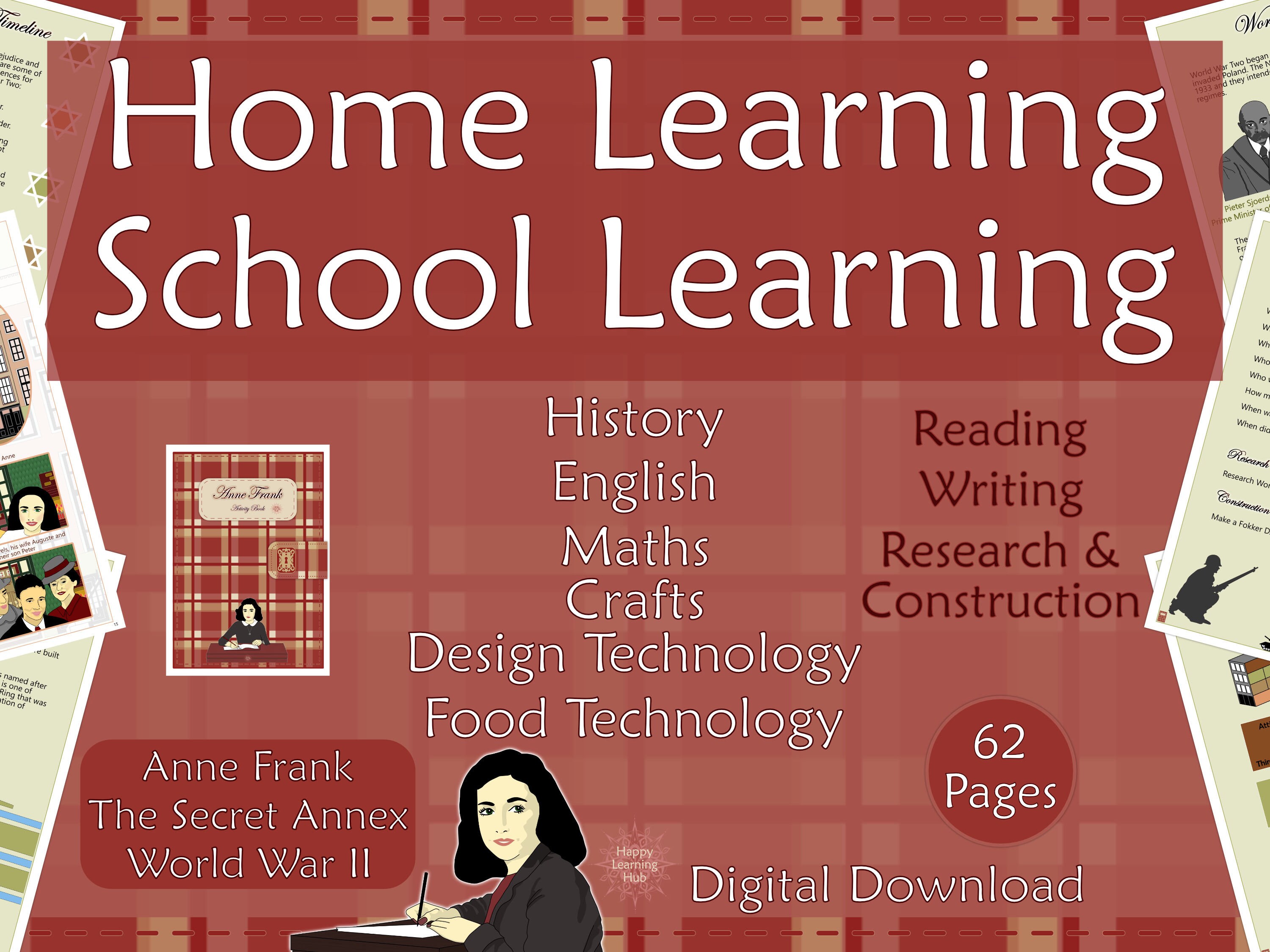 Anne Frank Activity Book, History Learning Printable, Home or School ...