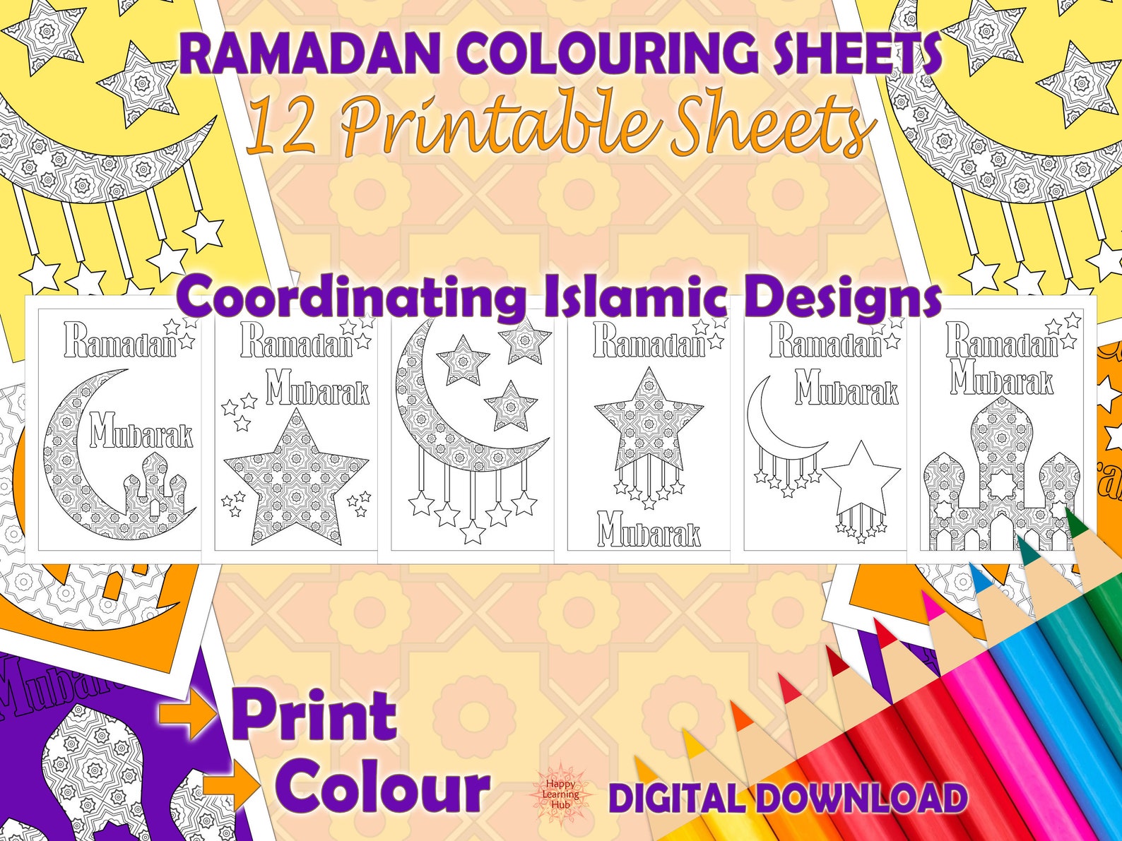 Ramadan Colouring Pages, Islamic Colouring Sheets, Printable PDF, Eid ...