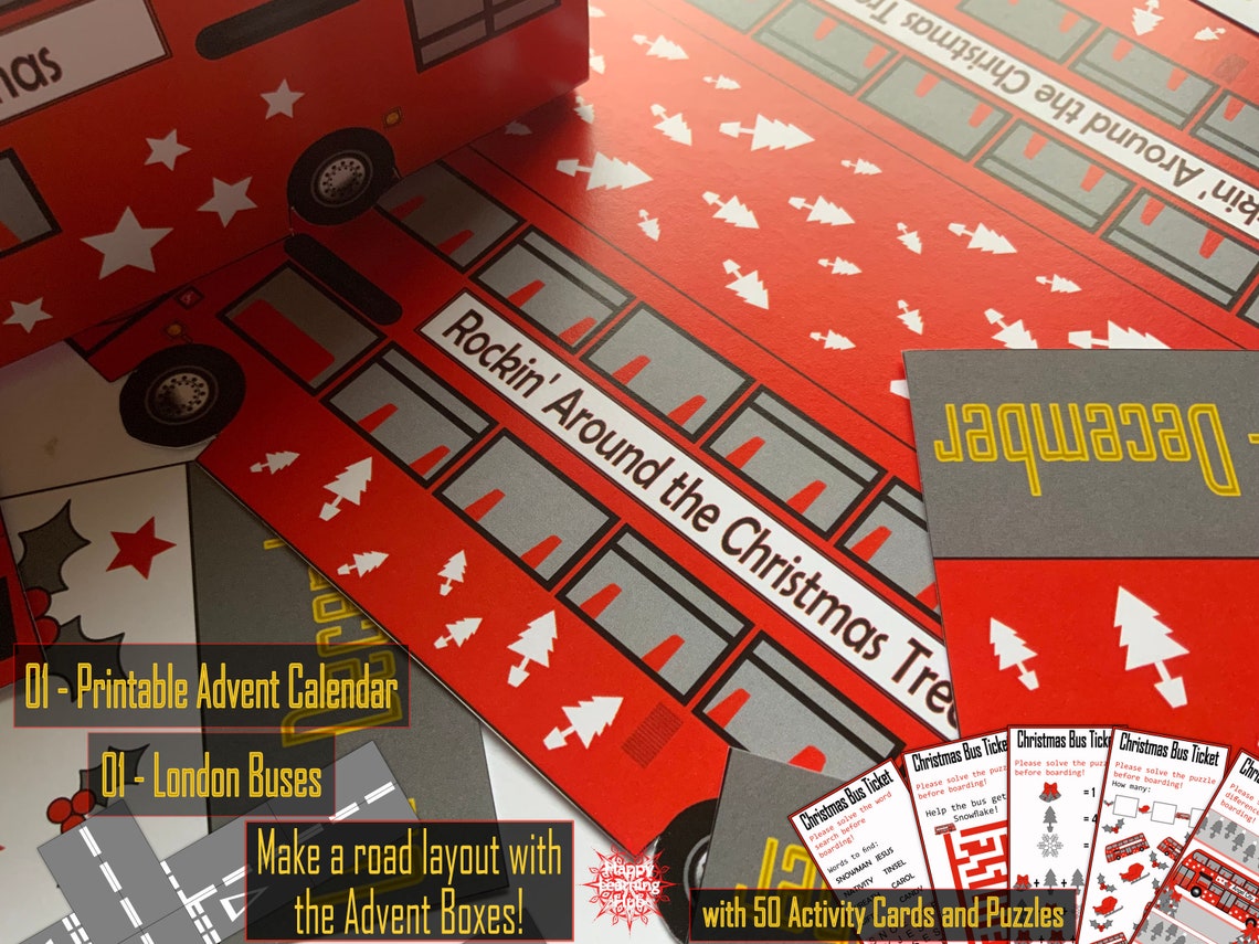 Printable Advent Calendar London Bus DIY Christmas Calendar - Etsy