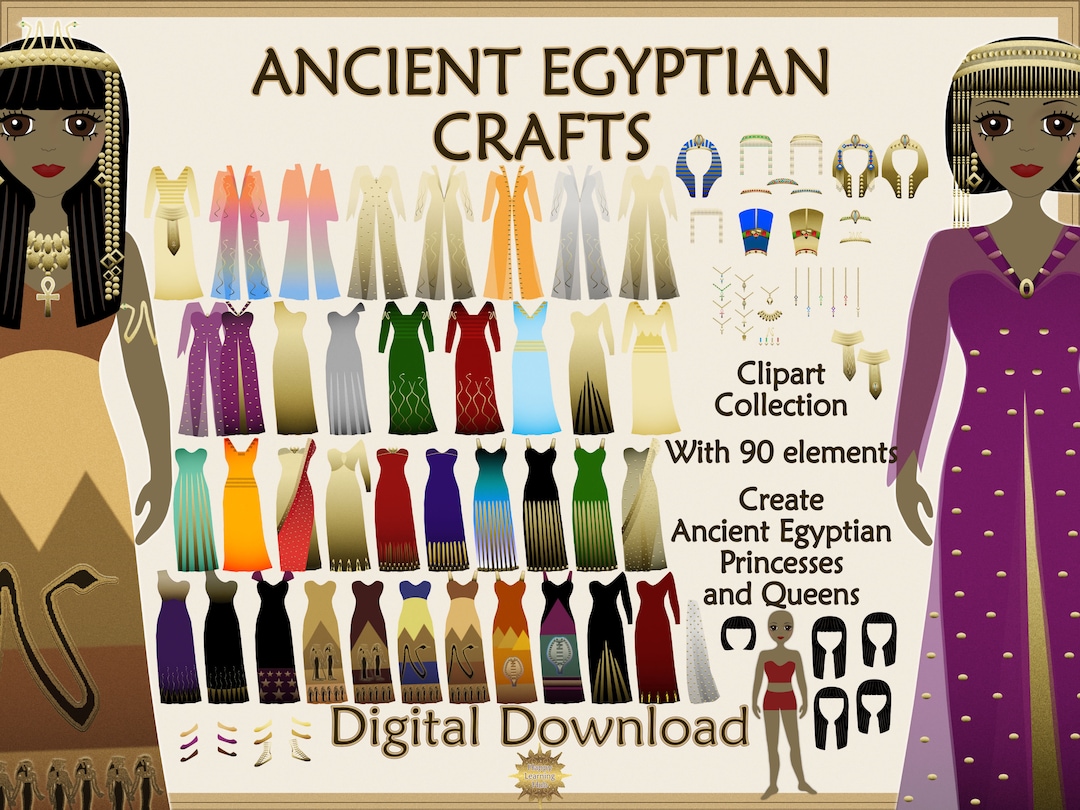 Ancient Egyptians, Queens and Princesses, Pharaoh Clipart Bundle ...