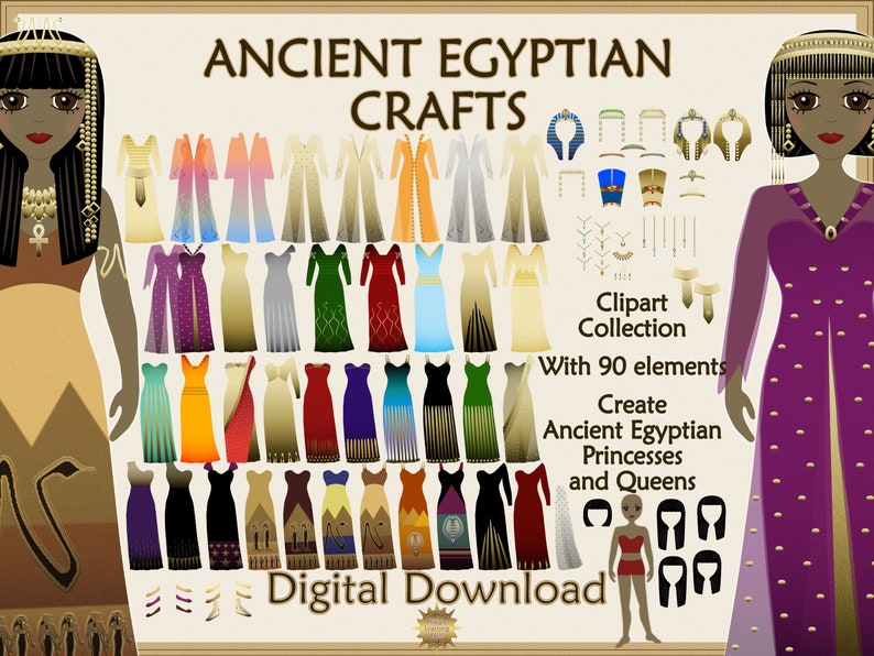 Ancient Egyptians, Queens and Princesses, Pharaoh Clipart Bundle ...