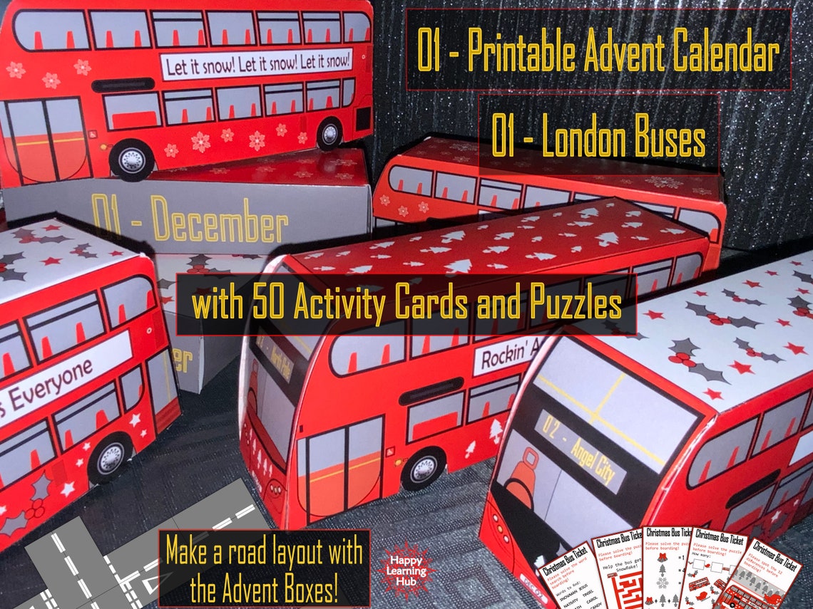 Printable Advent Calendar London Bus DIY Christmas Calendar - Etsy