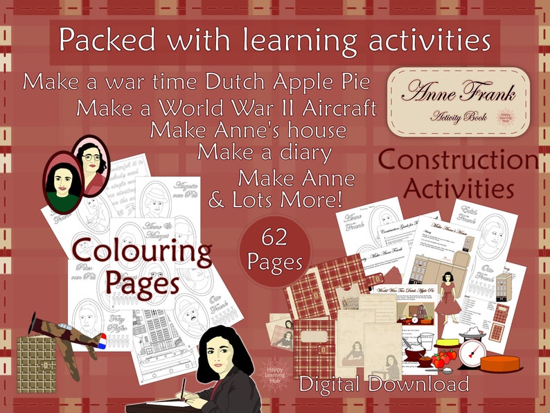 Anne Frank Activity Book, History Learning Printable, Home or School ...