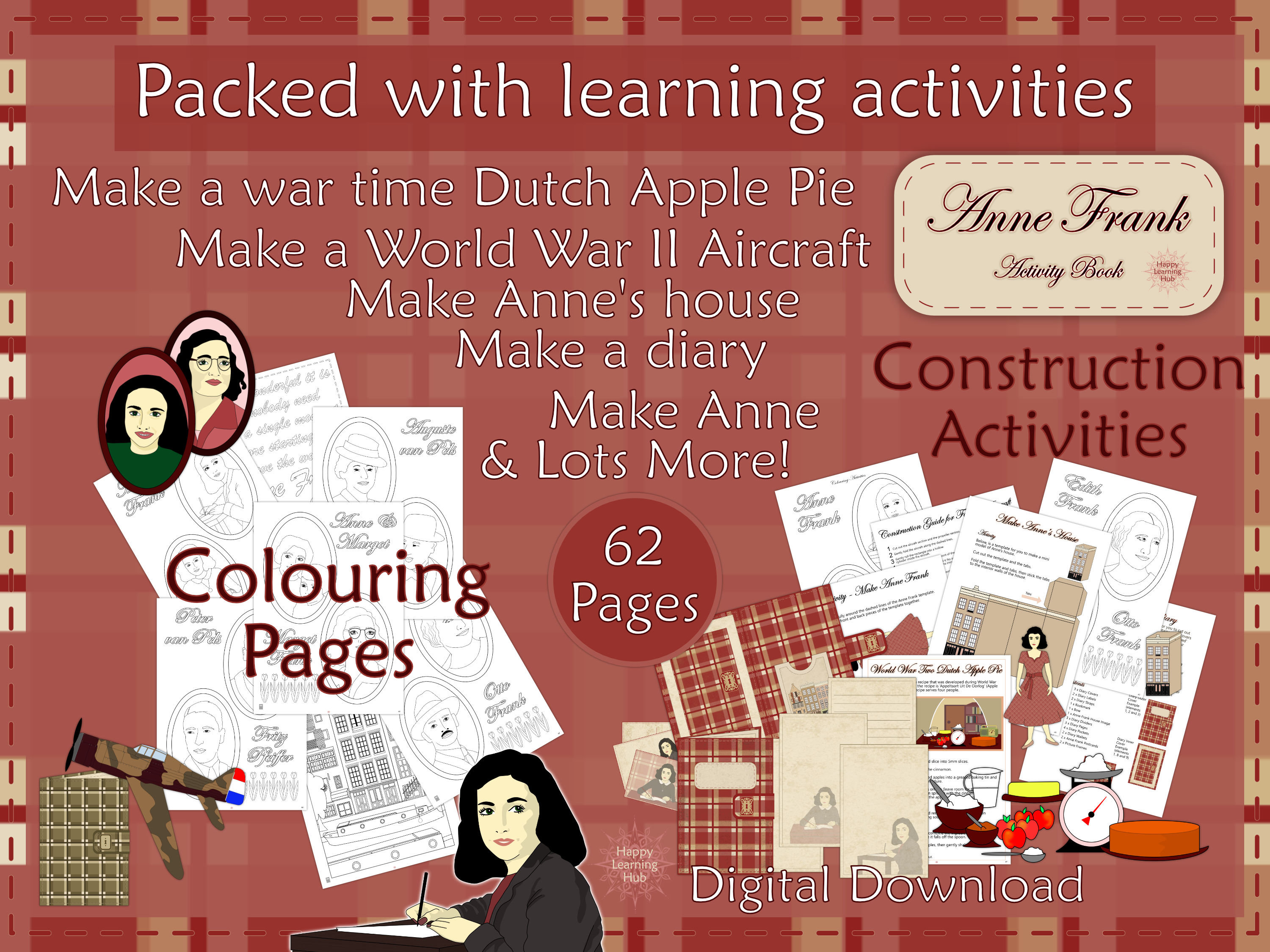 Anne Frank Activity Book, History Learning Printable, Home or School ...