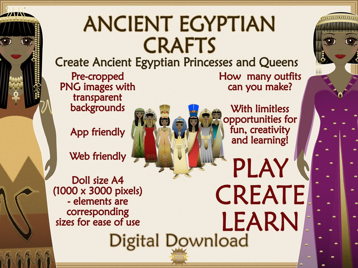 Ancient Egyptians, Queens and Princesses, Pharaoh Clipart Bundle ...