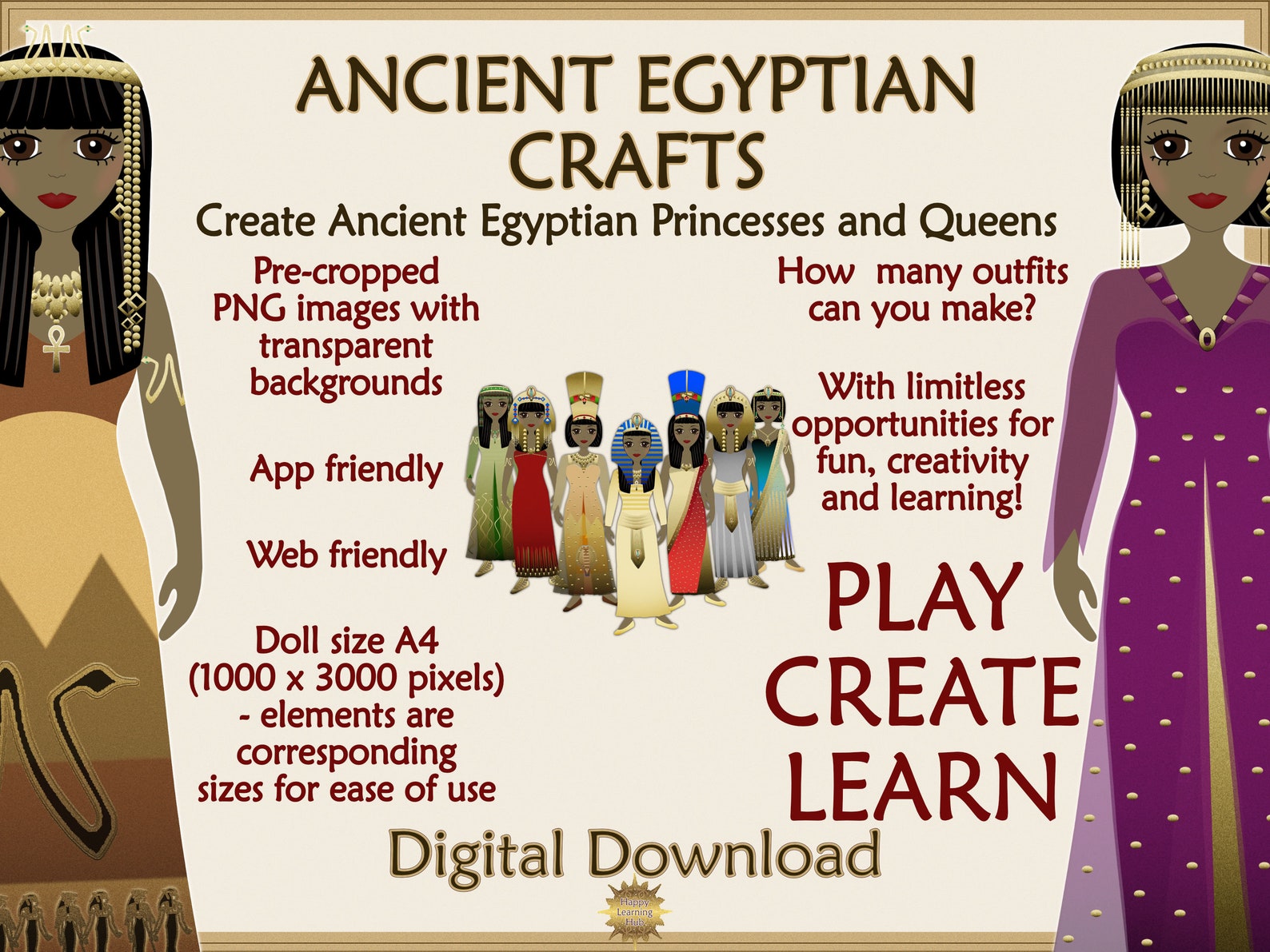 Ancient Egyptians, Queens and Princesses, Pharaoh Clipart Bundle ...