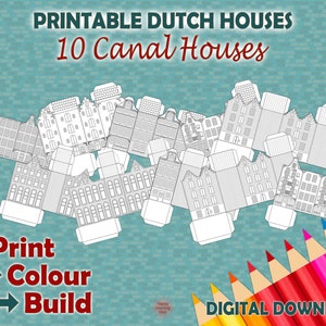 Amsterdam Canal Houses Printable Colouring Sheets Paper - Etsy