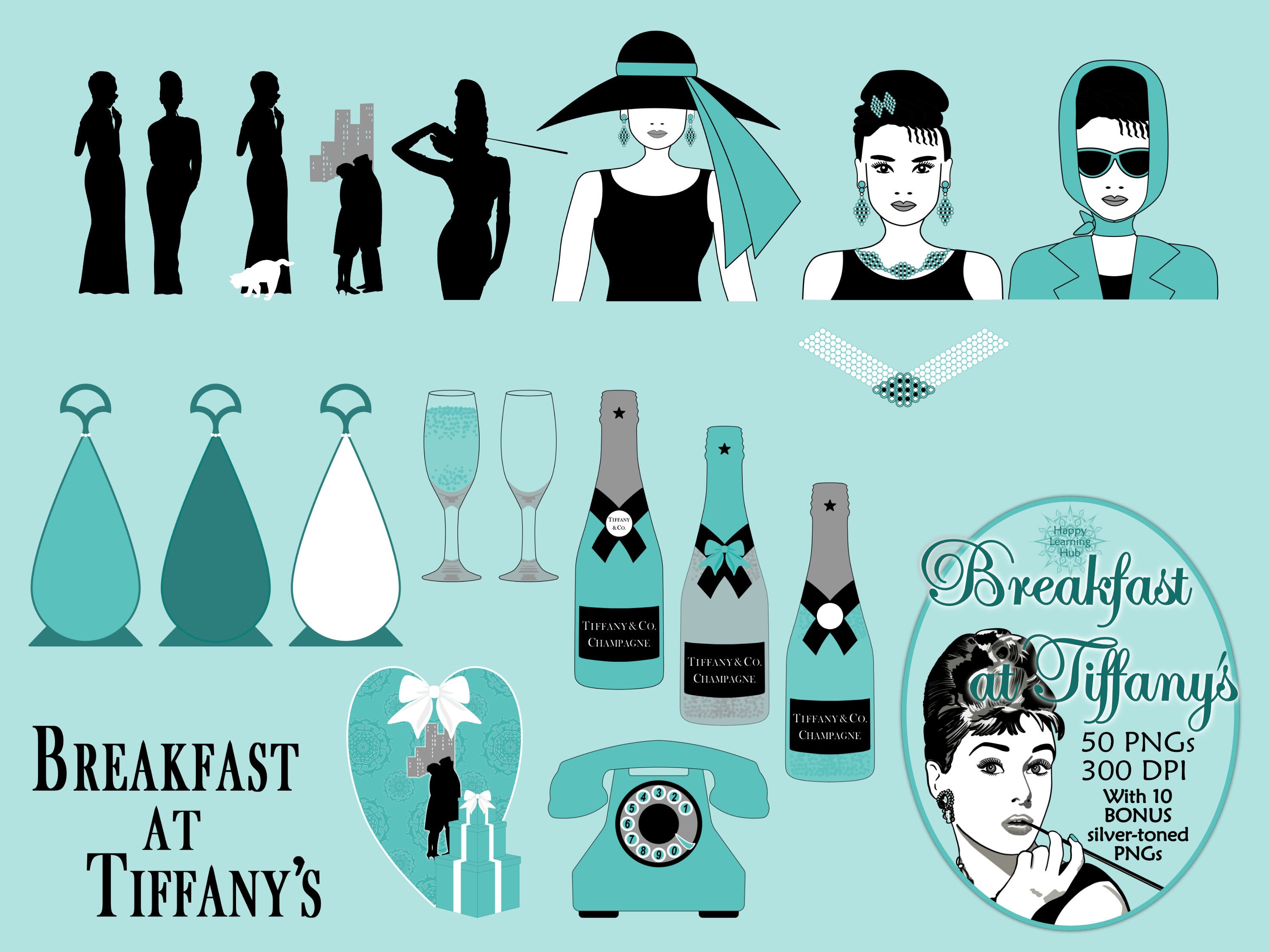 Breakfast at Tiffany's Clipart Images Audrey Hepburn - Etsy UK
