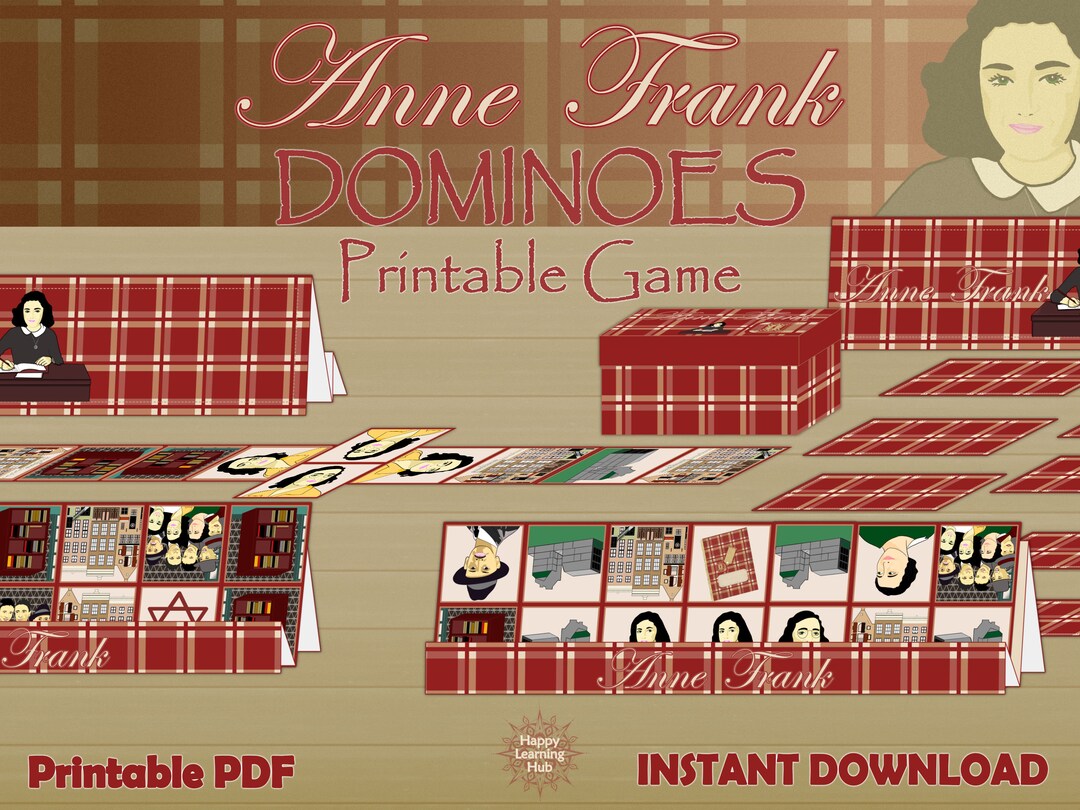 Anne Frank Dominoes Game, Printable Games, DIY Dominoes, History ...