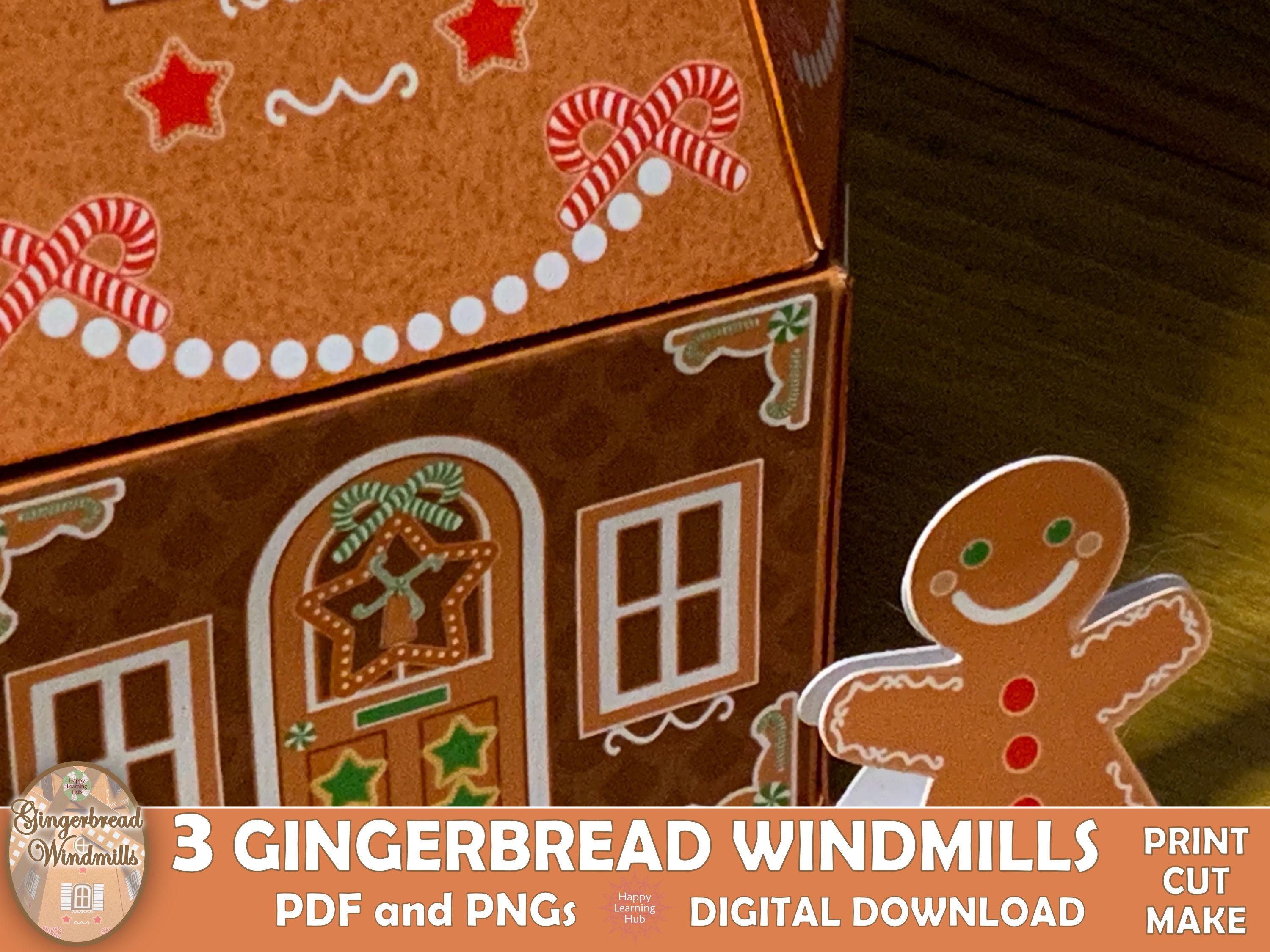 Gingerbread Windmill Templates, Gingerbread Paper Windmills, Printable ...