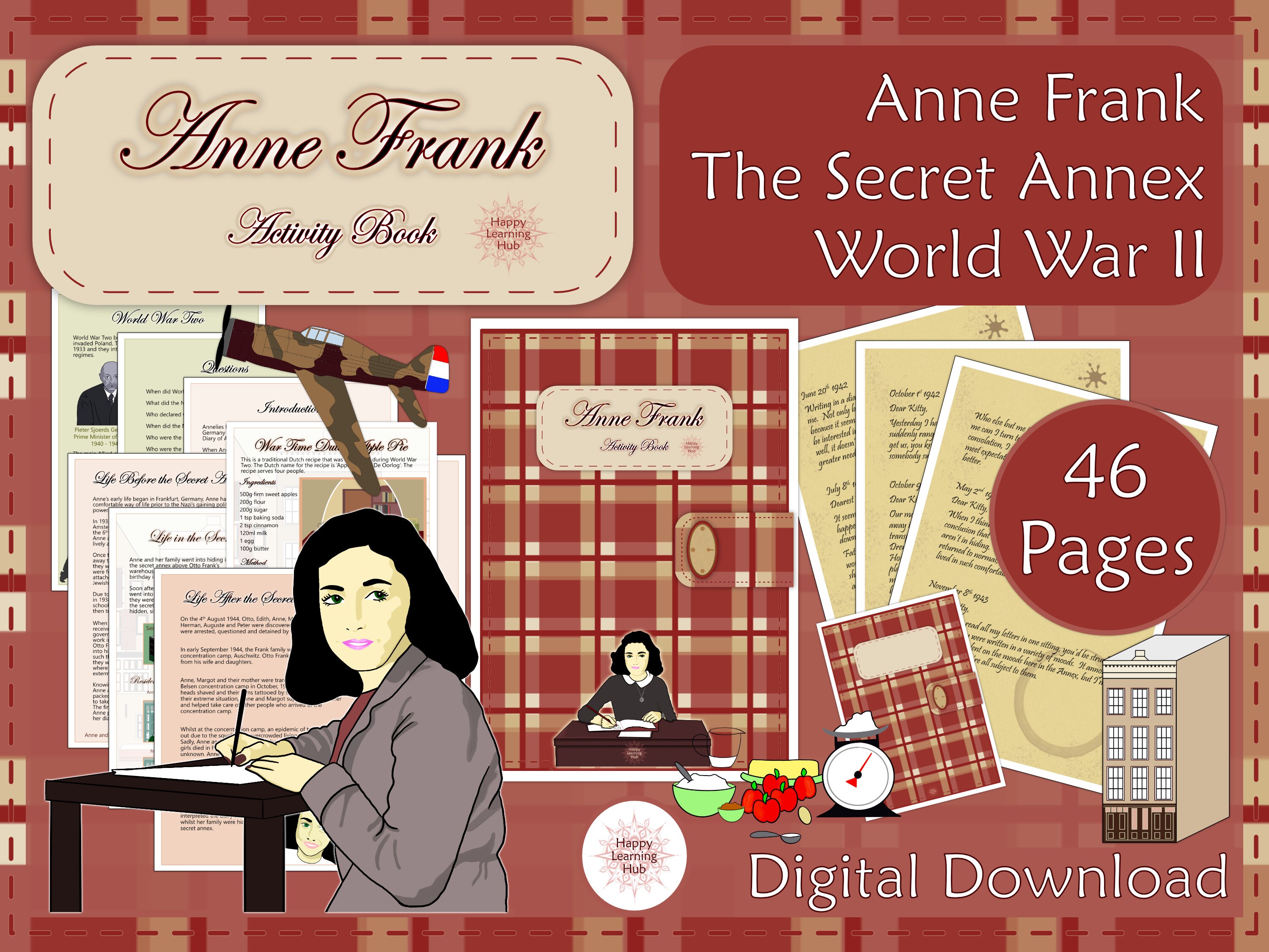 Anne Frank Activity Book, History Learning Printable, Home or School ...