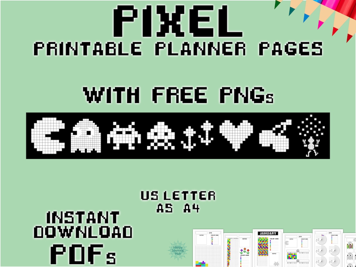 Pixel Planner, Printable Planner Pages, Year in Pixels, 2024 Calendar ...