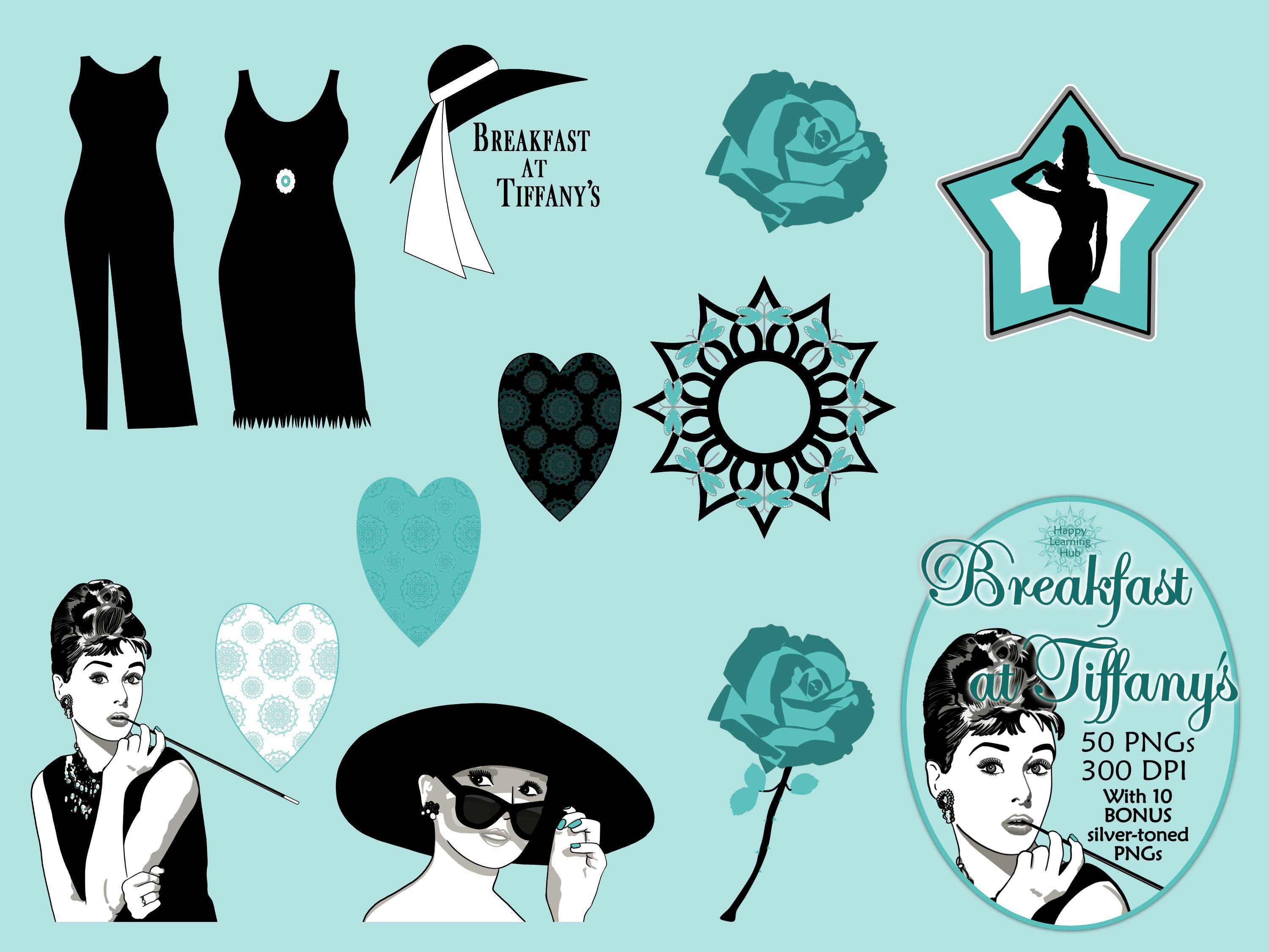 Breakfast at Tiffany's Clipart Images Audrey Hepburn - Etsy UK