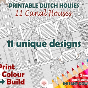 Amsterdam Canal Houses Printable, Colouring Sheets, Paper Toys, DIY ...