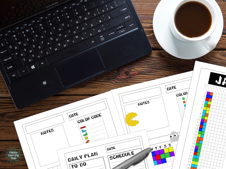 Pixel Planner, Printable Planner Pages, Year in Pixels, 2024 Calendar ...