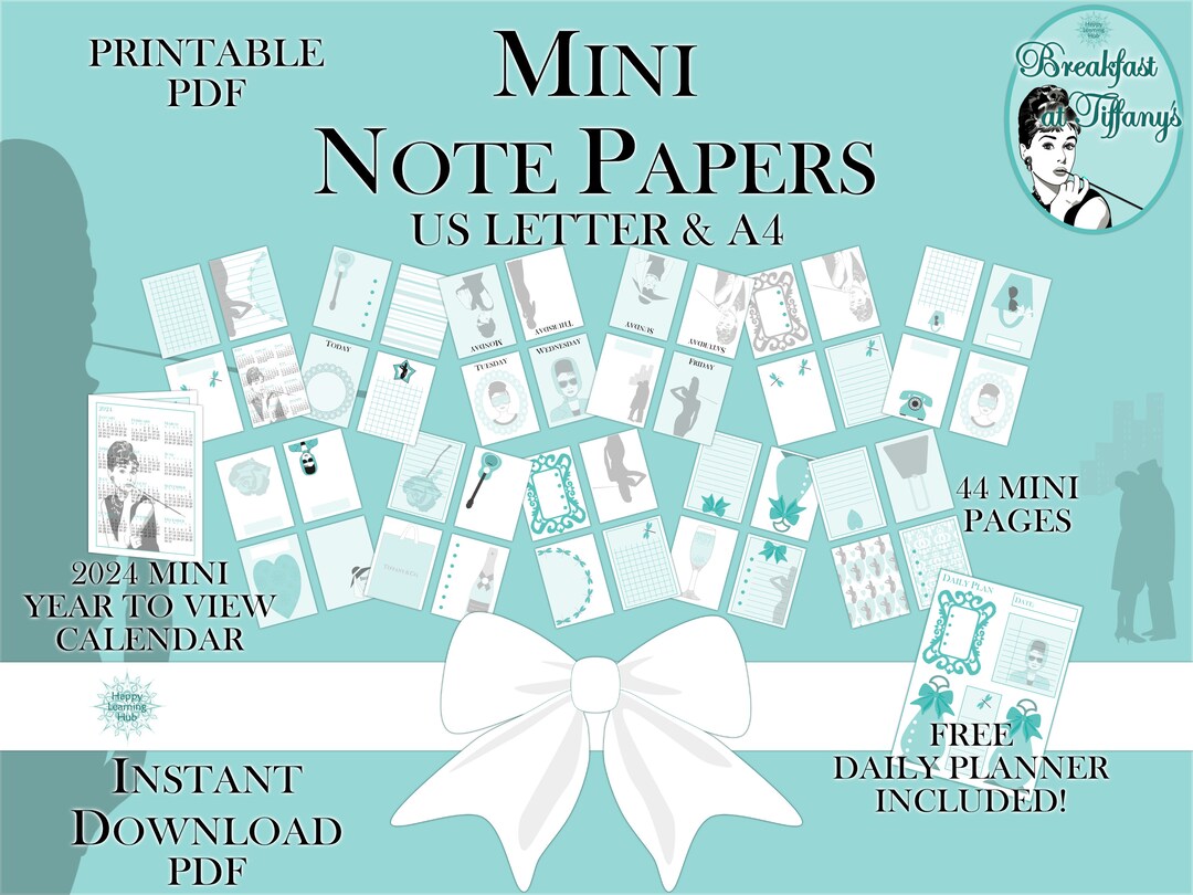 Breakfast at Tiffany's Note Paper, Audrey Hepburn Notes, Printable ...