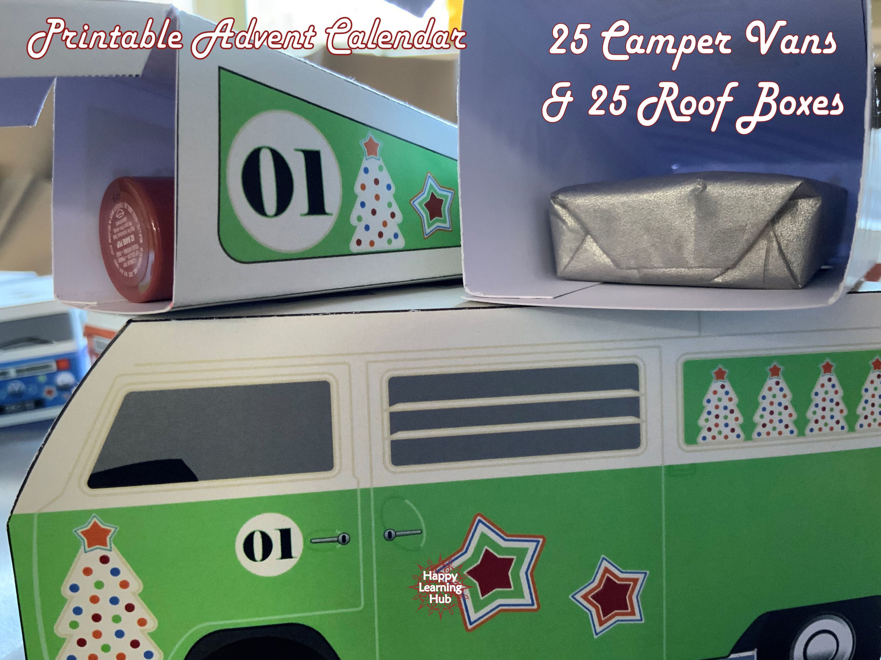 Printable Advent Calendar Boxes, Camper Van Advent Calendar, Novelty ...