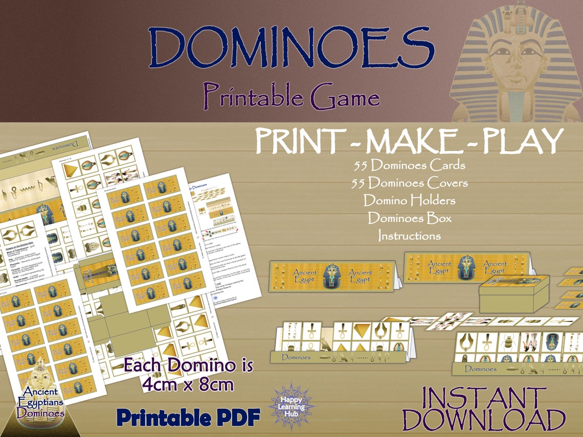 Ancient Egyptian Dominoes Game, Printable Game, DIY Children's Game ...