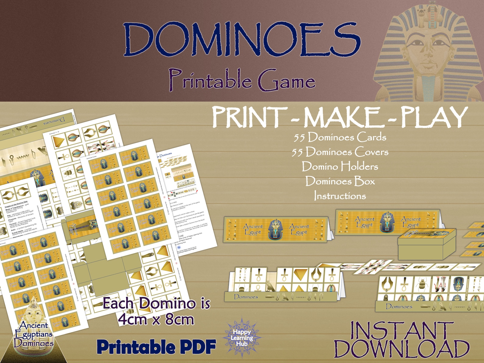 Ancient Egyptian Dominoes Game, Printable Game, DIY Children's Game ...