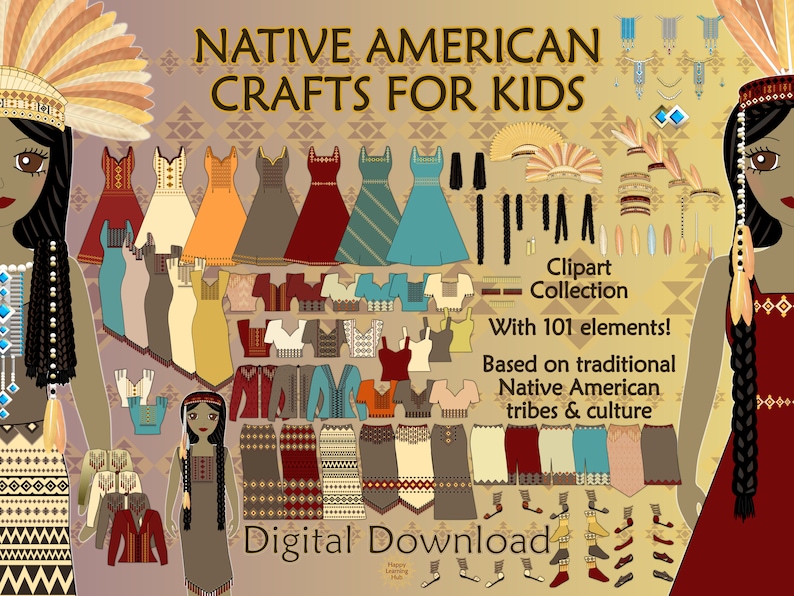 Native American Clipart Bundle, Native American Crafts for Kids ...