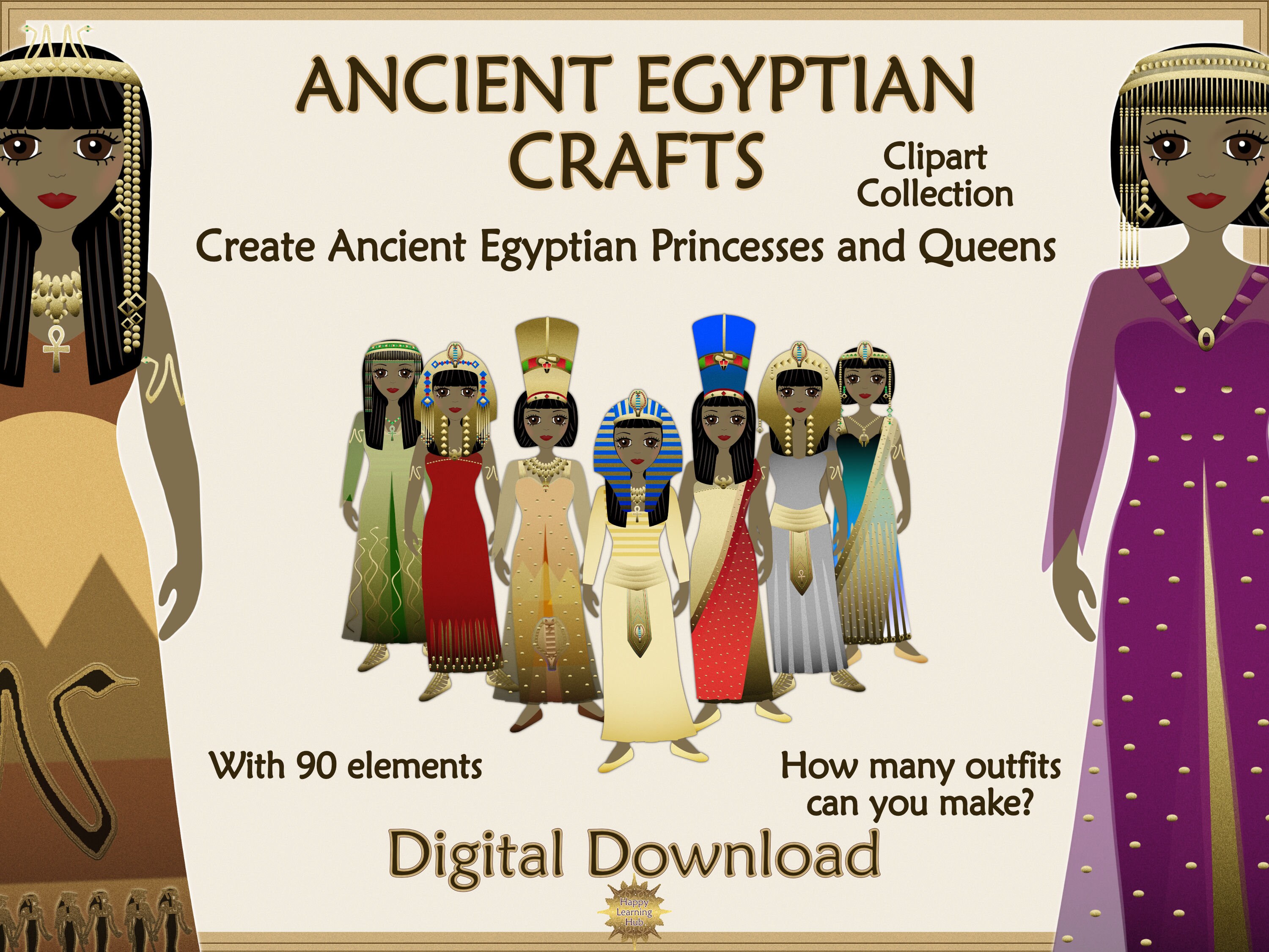 Ancient Egyptians, Queens and Princesses, Pharaoh Clipart Bundle ...