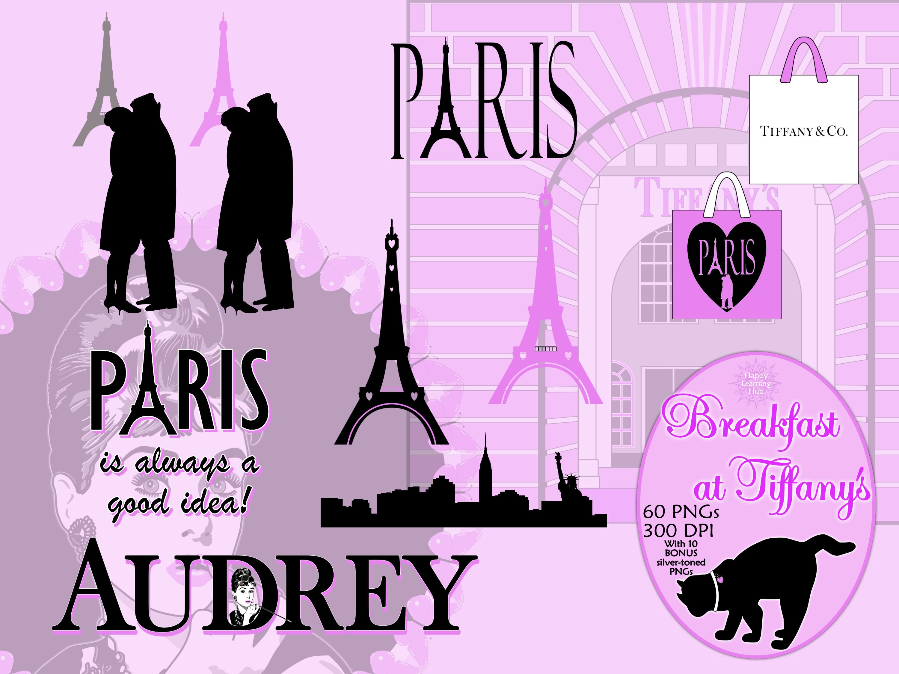 Breakfast at Tiffany's Clipart Images, Audrey Hepburn Clipart, Holly ...