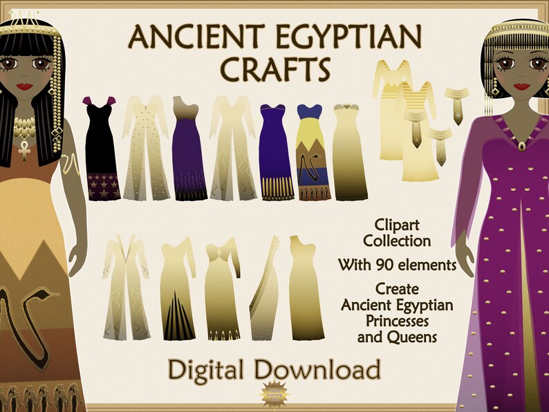 Ancient Egyptians, Queens and Princesses, Pharaoh Clipart Bundle ...