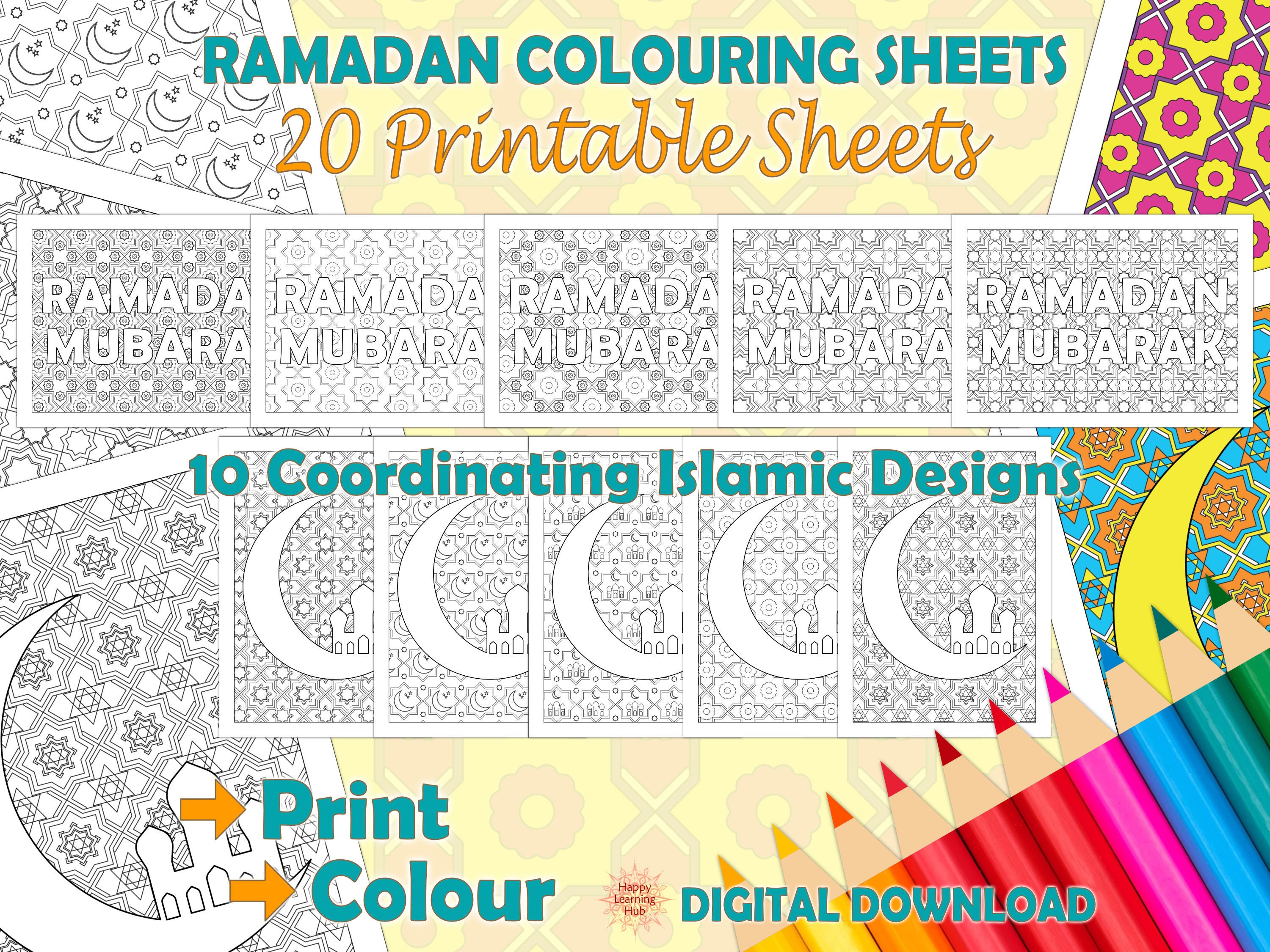 Ramadan Colouring Pages, Islamic Colouring Sheets, Islamic Art ...