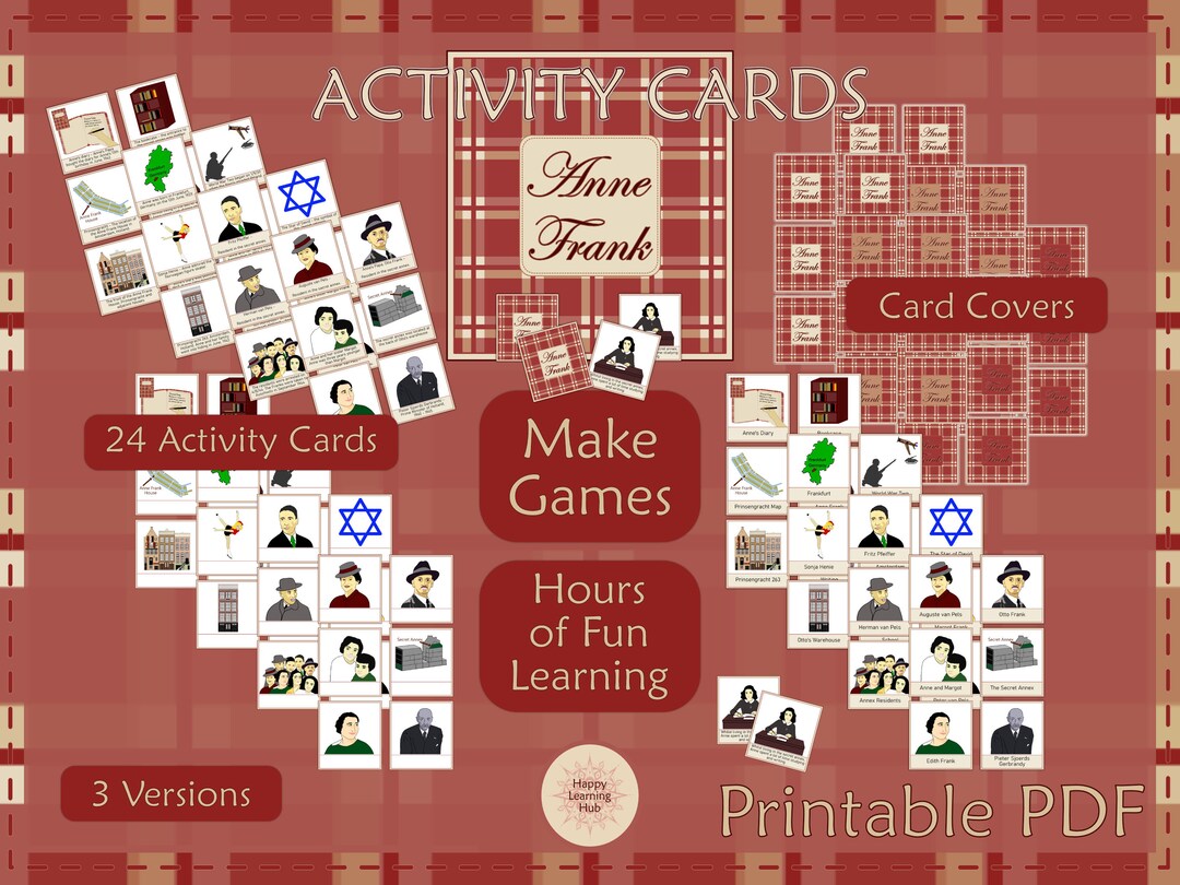 Anne Frank Activity Cards, Anne Frank Kids Activities, Anne Frank House ...
