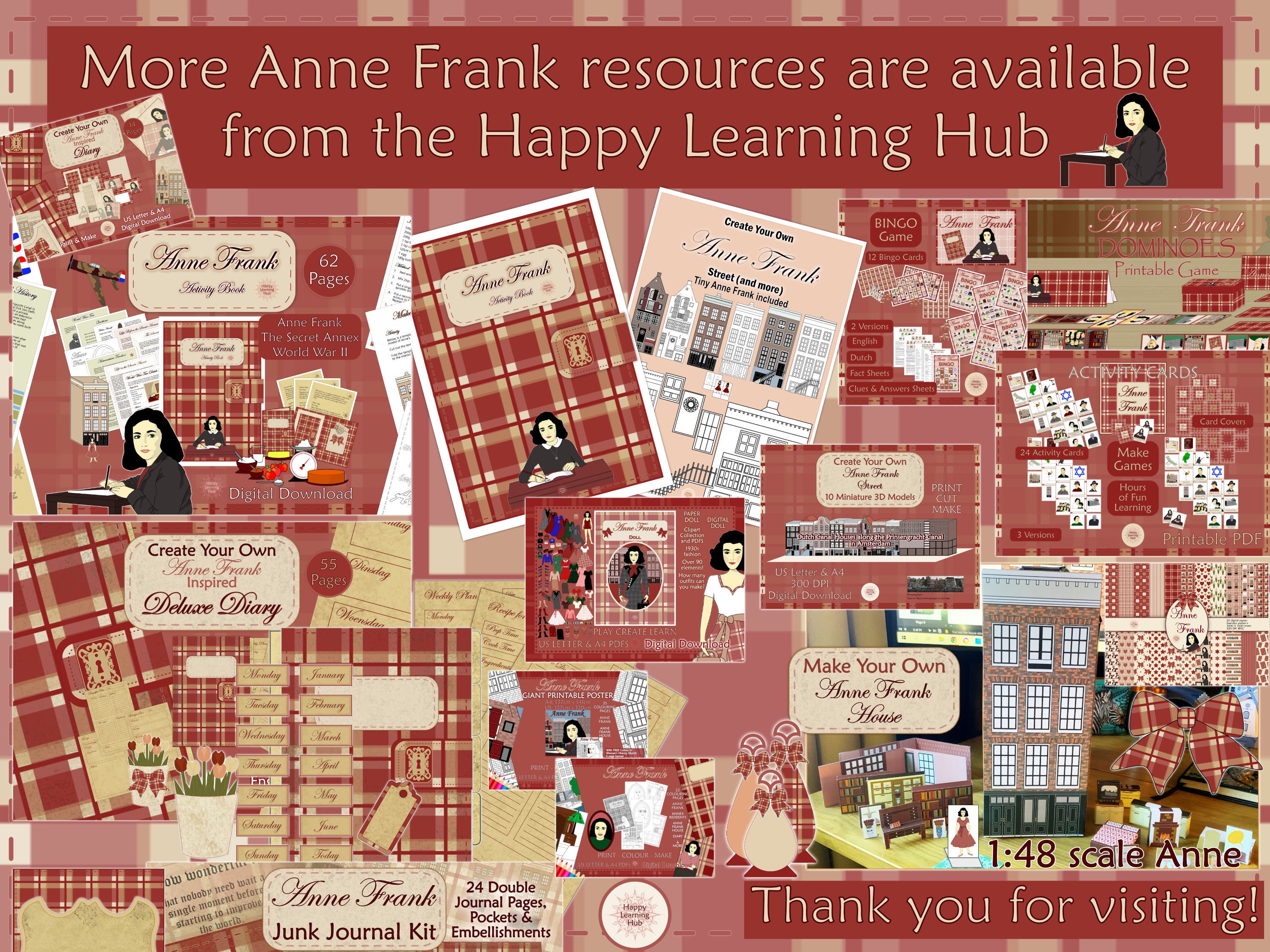 Anne Frank Bookmarks and Note Cards, Anne Frank House, Printable ...