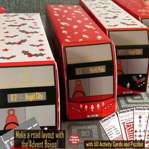 Printable Advent Calendar, London Bus, DIY Christmas Calendar, Advent ...