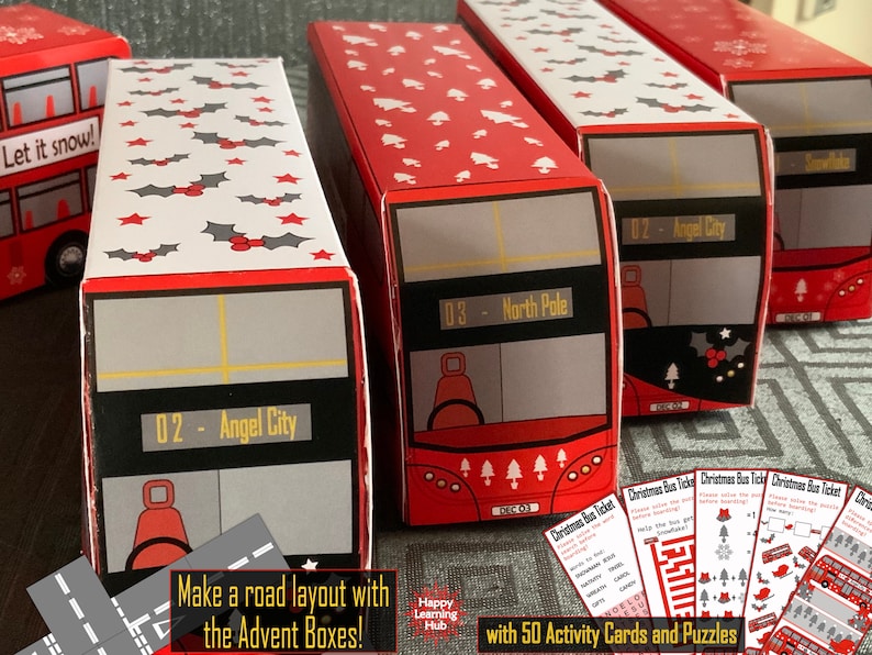 Printable Advent Calendar, London Bus, DIY Christmas Calendar, Advent ...