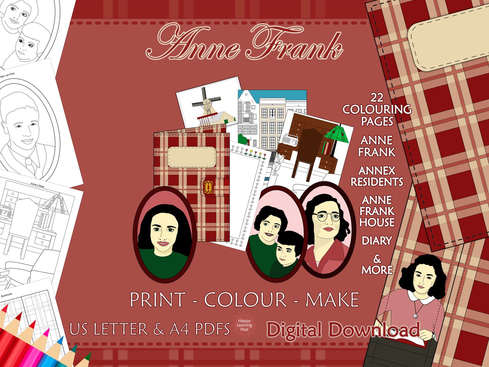 Anne Frank Colouring Pages, Anne Frank House, Kids Activities, Learning ...