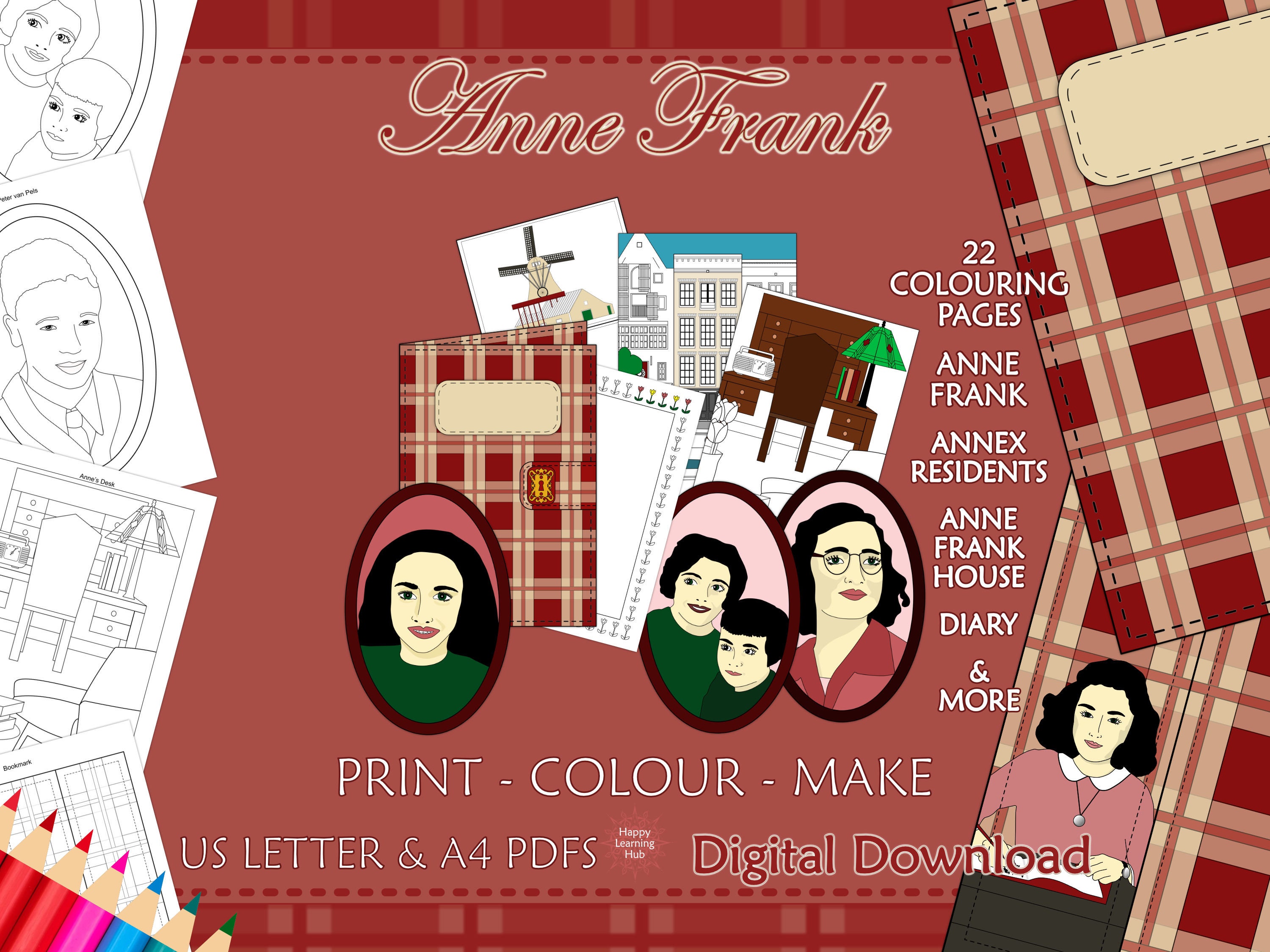 Anne Frank Colouring Pages, Anne Frank House, Kids Activities, Learning ...