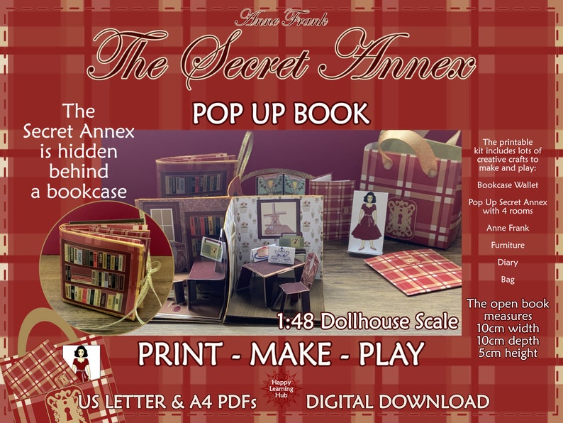 Anne Frank House, Secret Annex, Pop up Book, 1:48 Scale Miniature House ...