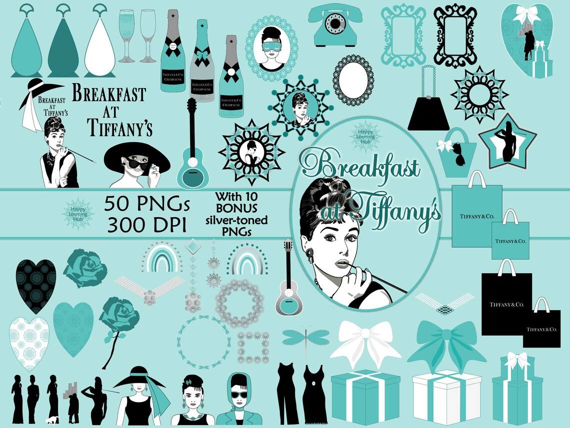 Breakfast at Tiffany's Clipart Images Audrey Hepburn - Etsy UK