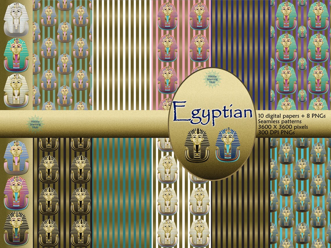 Egyptian Digital Papers, Tutankhamun Pngs, Egypt Decorative Paper, Junk ...