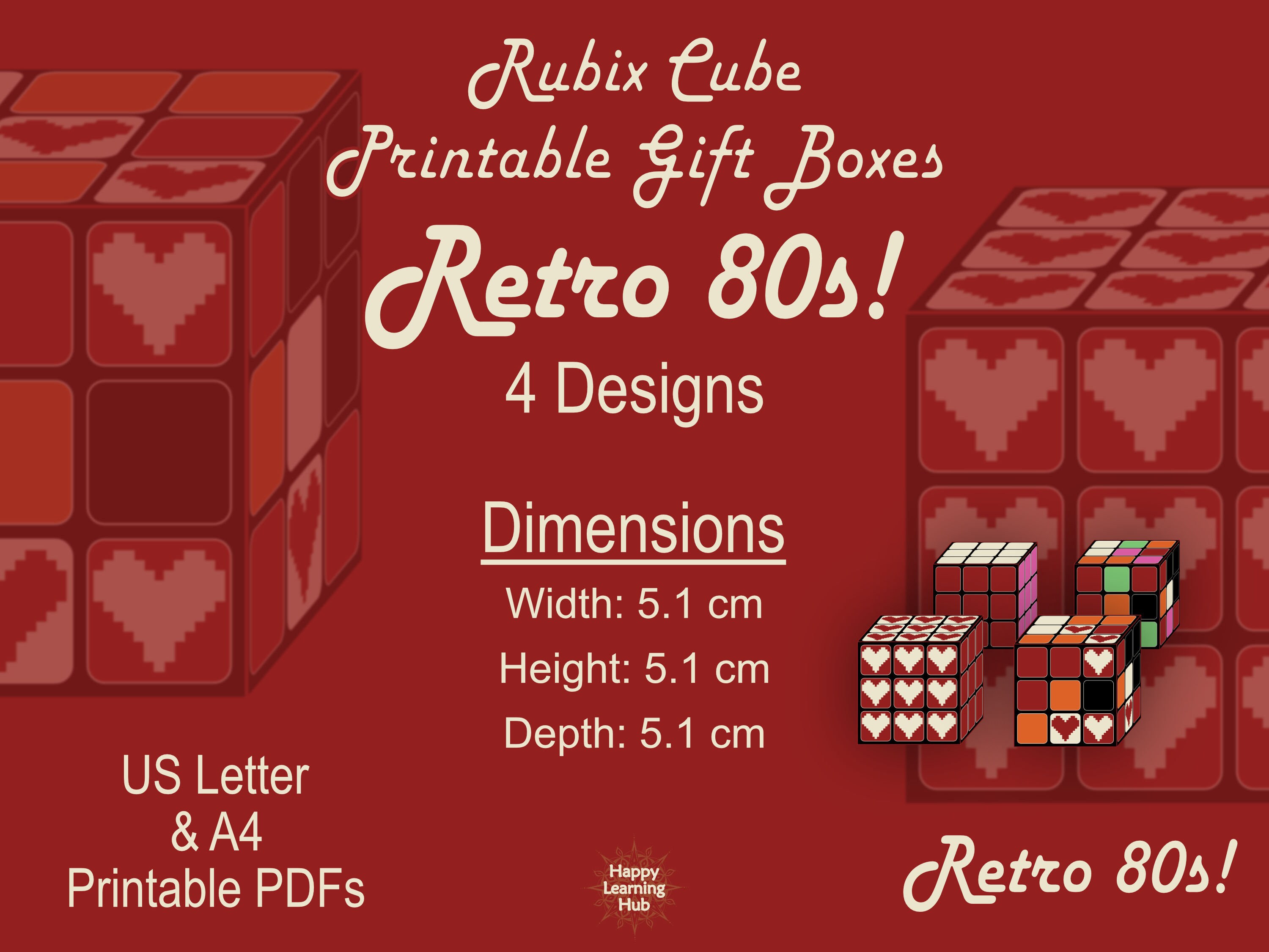 Printable Gift Boxes, Favour Boxes, Novelty Gift Box, 80s Theme, Rubix ...