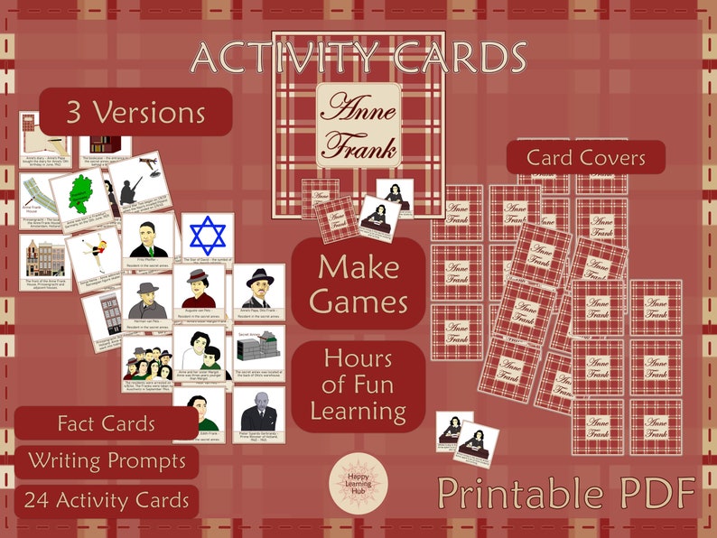 Anne Frank Activity Cards, Anne Frank Kids Activities, Anne Frank House ...