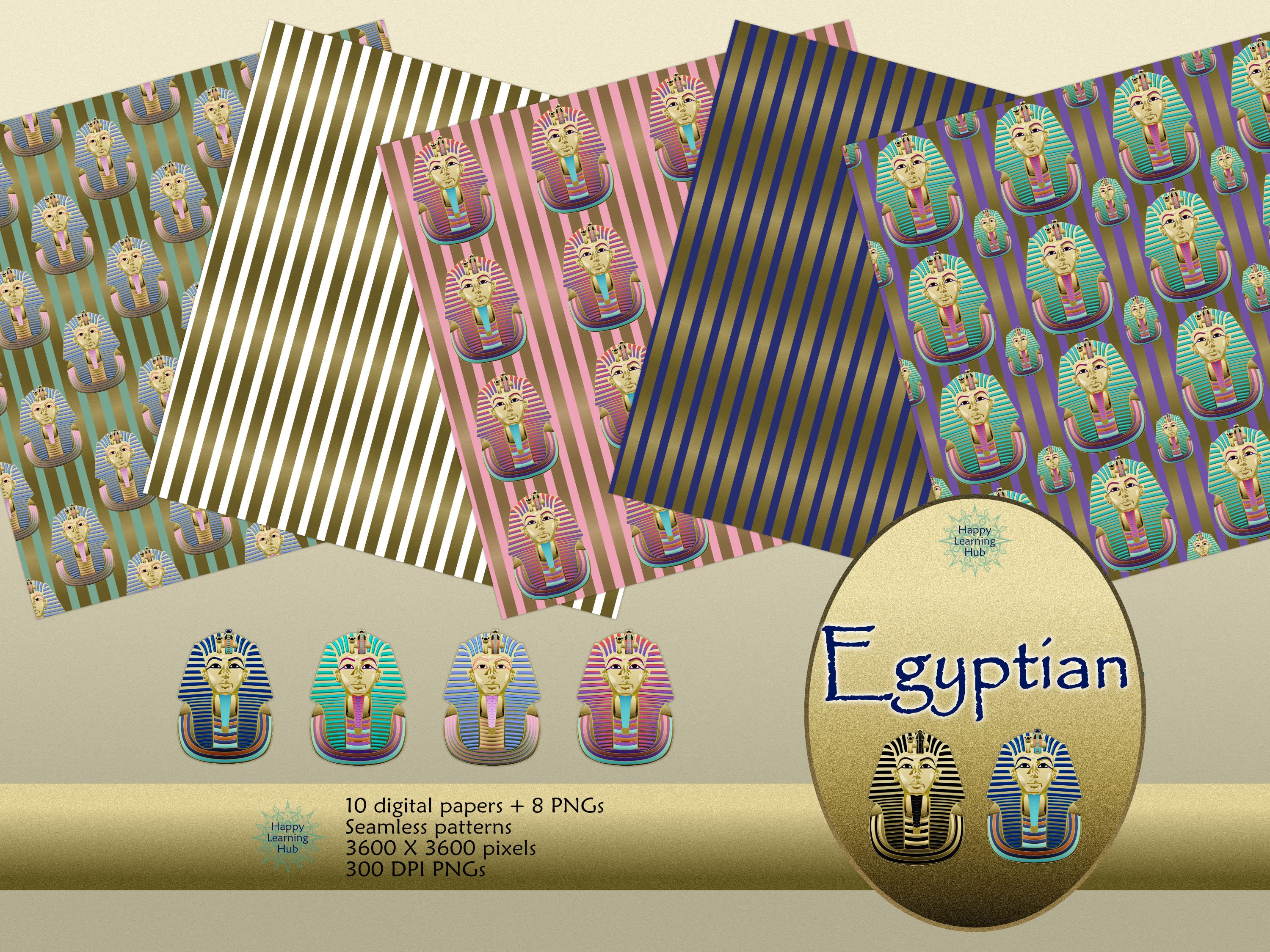 Egyptian Digital Papers, Tutankhamun Pngs, Egypt Decorative Paper, Junk ...