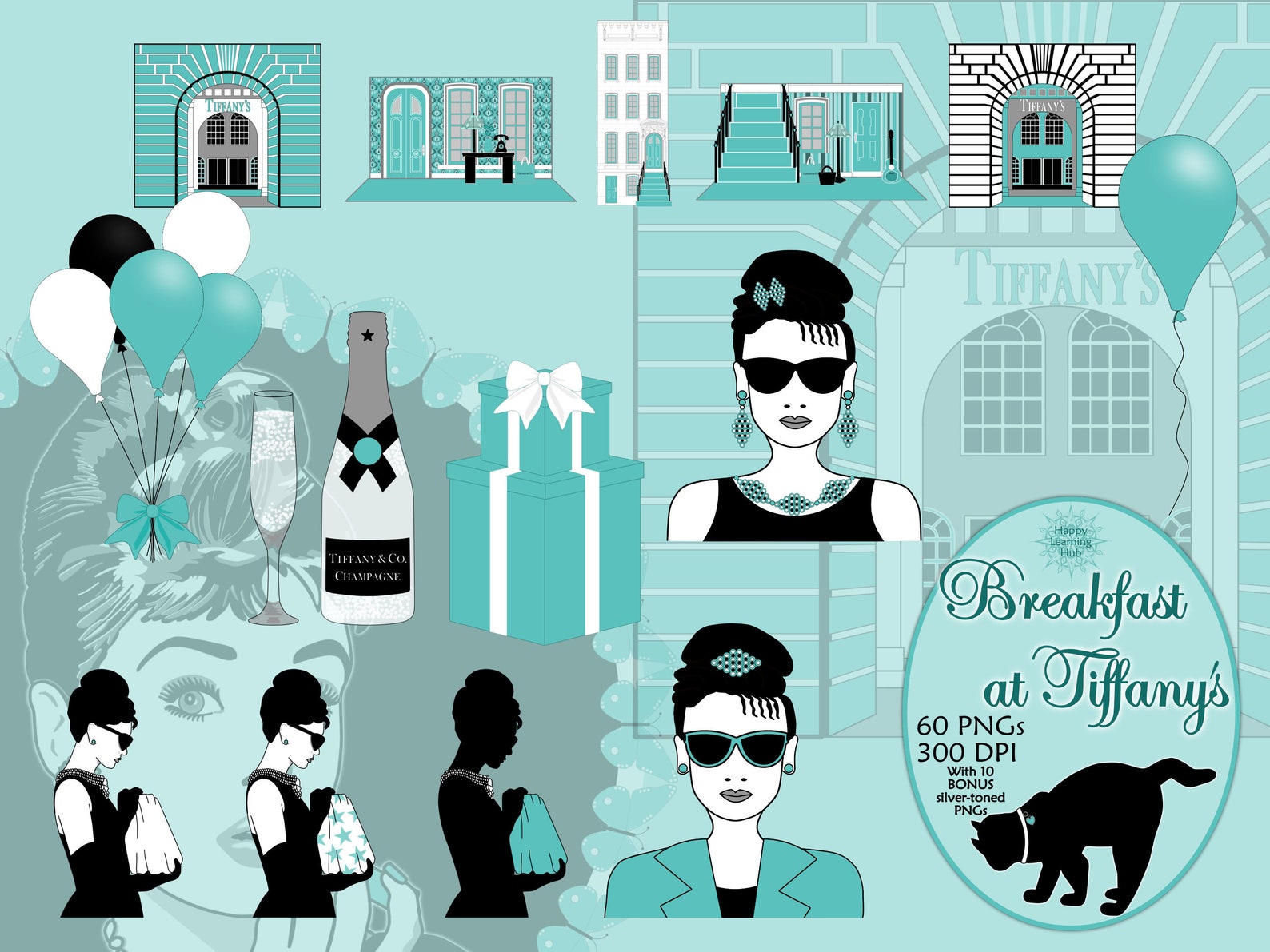 Breakfast at Tiffany's Clipart Images, Audrey Hepburn Clipart, Holly ...