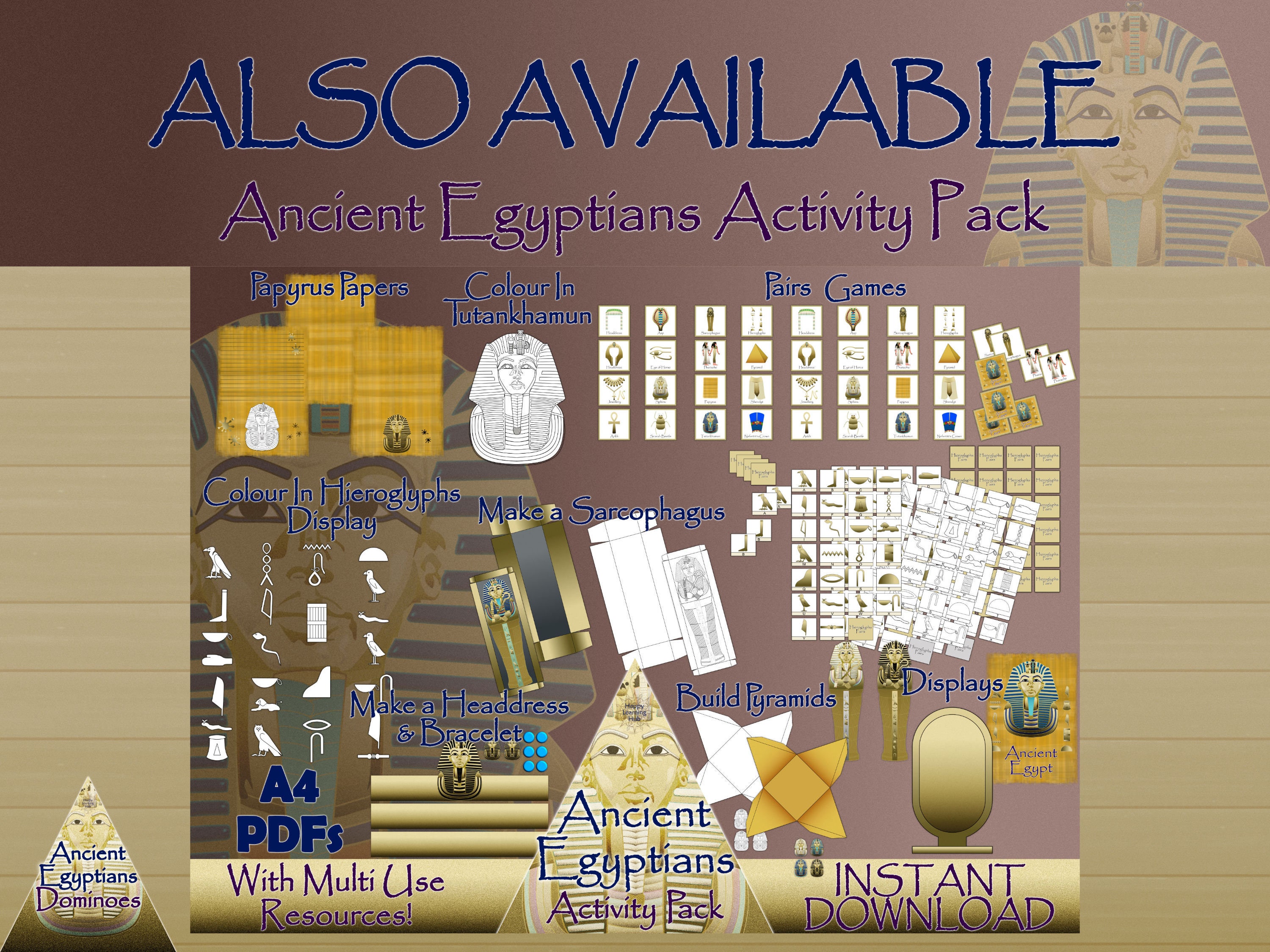 Ancient Egyptian Dominoes Game, Printable Game, DIY Children's Game ...