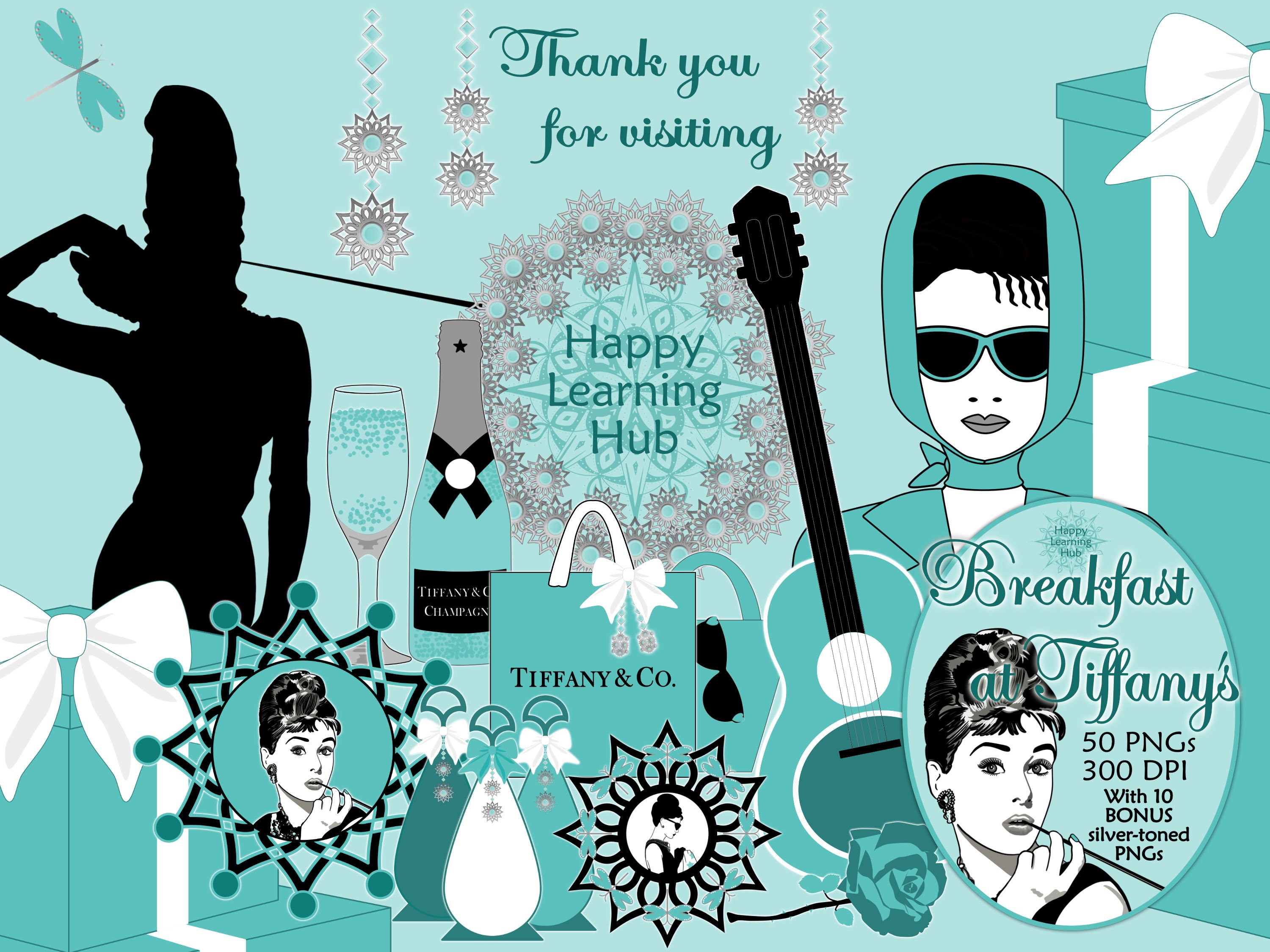 Breakfast at Tiffany's Clipart Images Audrey Hepburn - Etsy UK