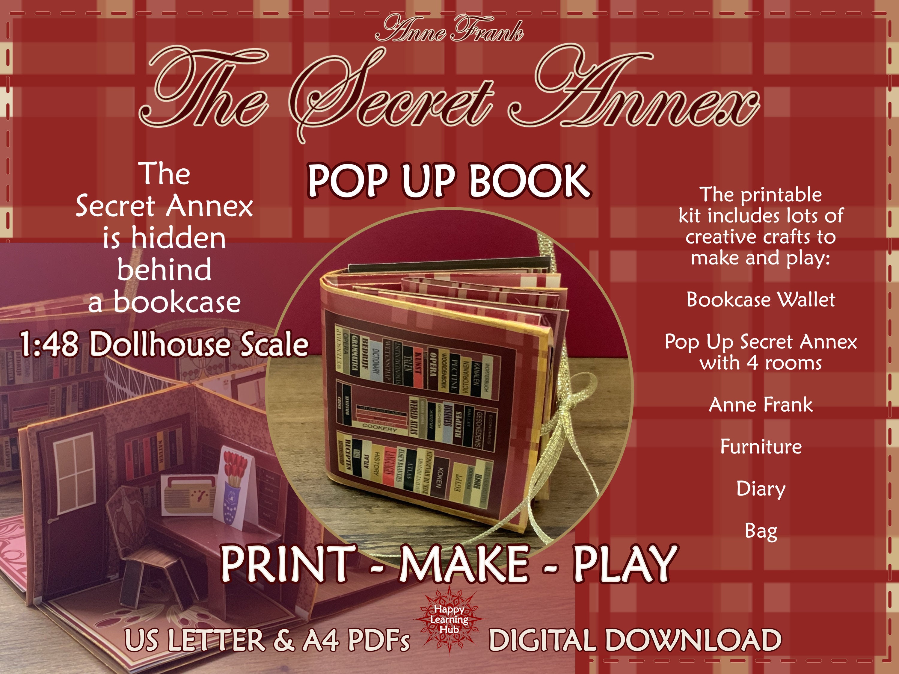 Anne Frank House, Secret Annex, Pop up Book, 1:48 Scale Miniature House ...