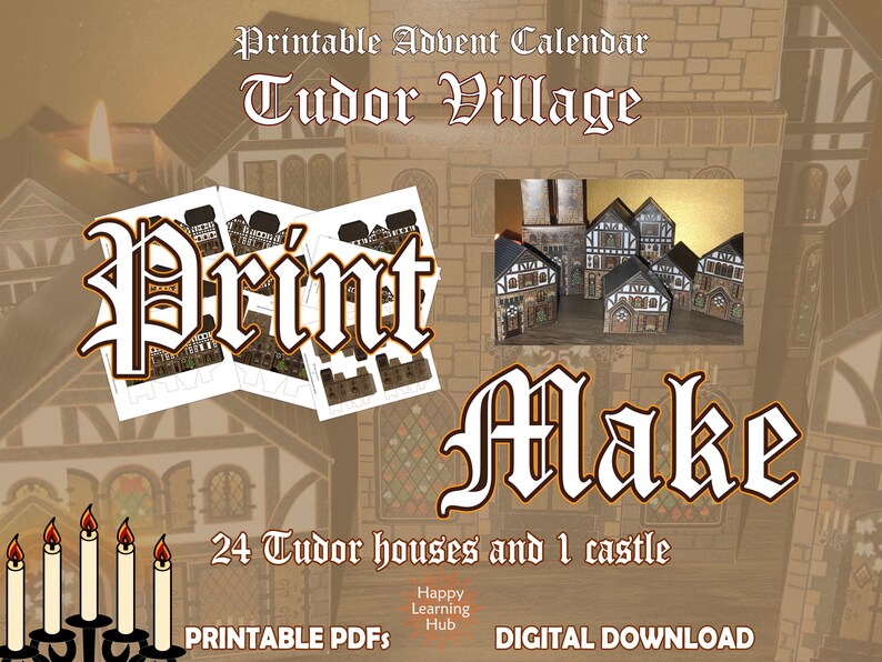Printable Tudor Village Advent Calendar: DIY Christmas Castle (PDF) - Etsy