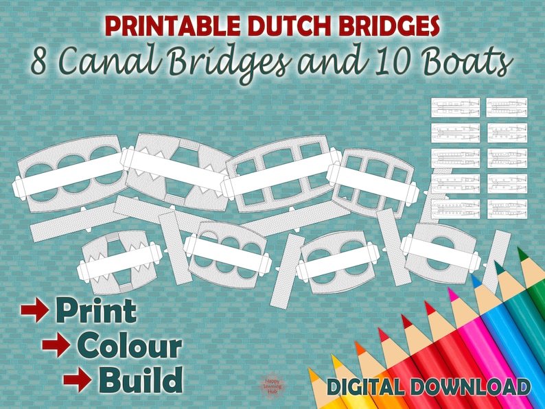 Amsterdam Canal Bridges and Boats Printable, DIY Paper Crafts ...