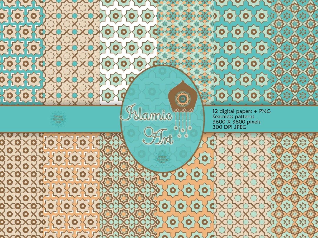 Islamic Art Digital Papers, Ramadan Decor, Geometric Patterns, Seamless ...
