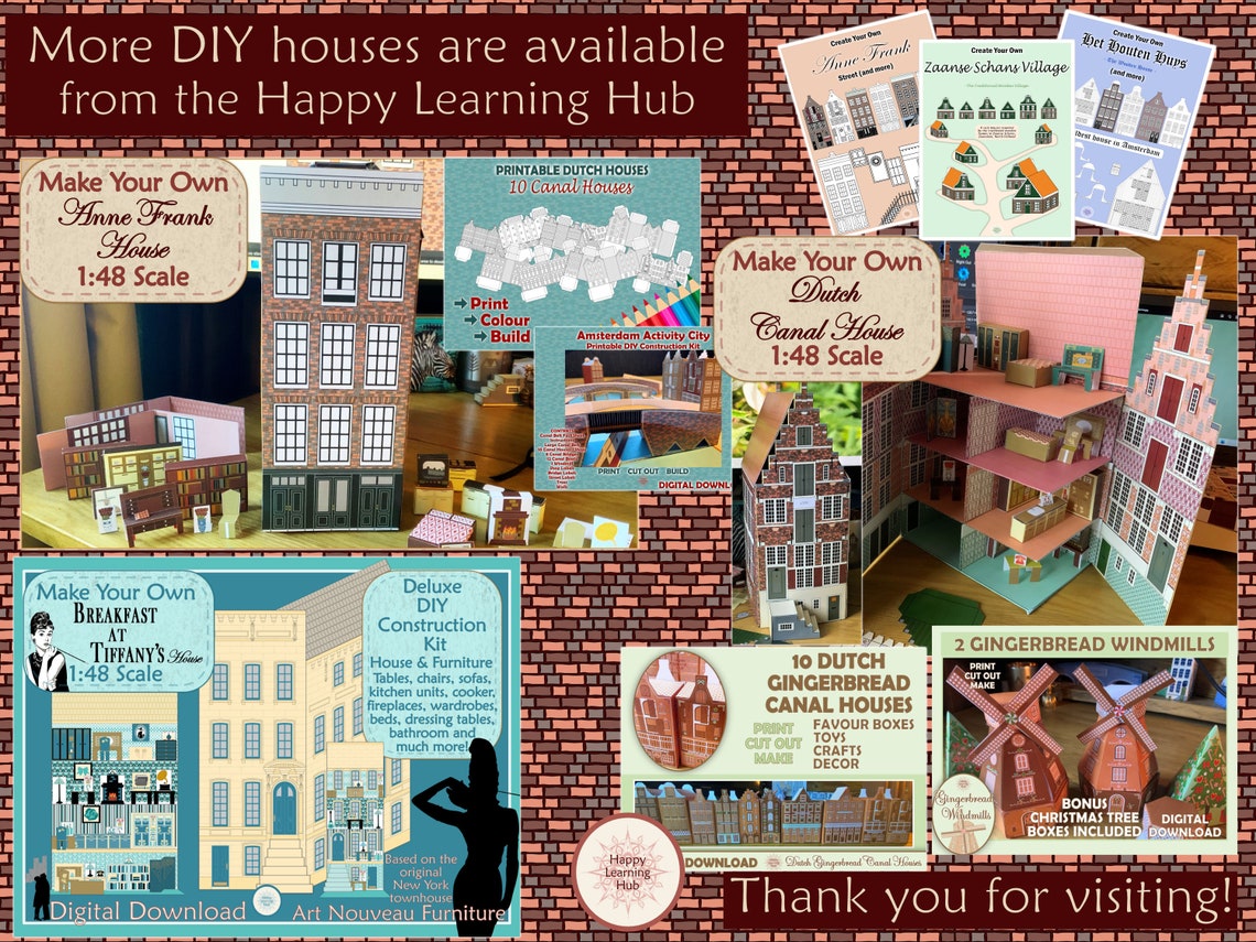 Create Your Own Tiny Dutch Paper Village, Paper Houses, Dutch Windmill ...