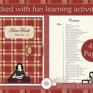 Anne Frank Activity Book, History Learning Printable, Home or School ...